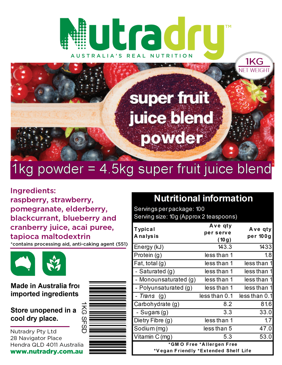 Nutradry Superfruit Juice Blend Powder - Nutradry Online Store