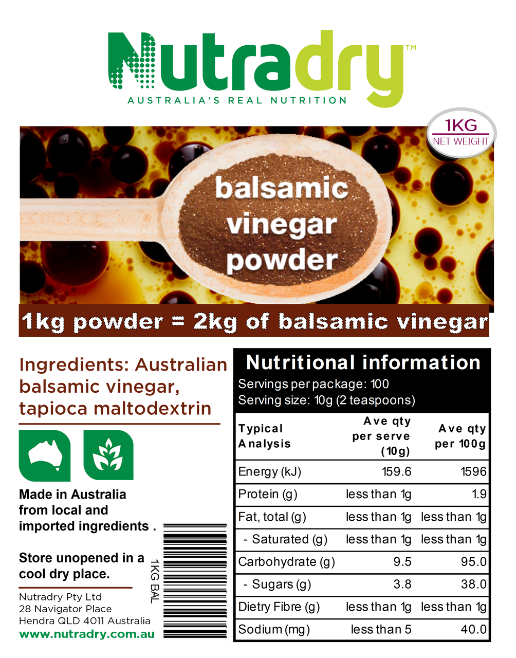 Nutradry Balsamic Vinegar Powder - Nutradry Online Store
