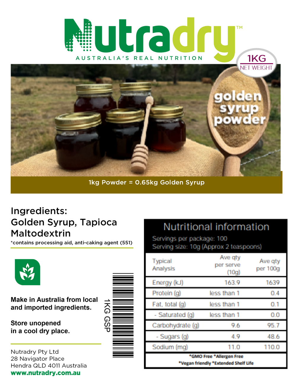 Nutradry Golden Syrup Powder - Nutradry Online Store