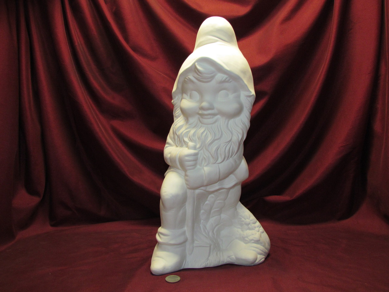 Ceramic Bisque Large Gnome With A Wheel Barrel pyop unpainted ready to ...