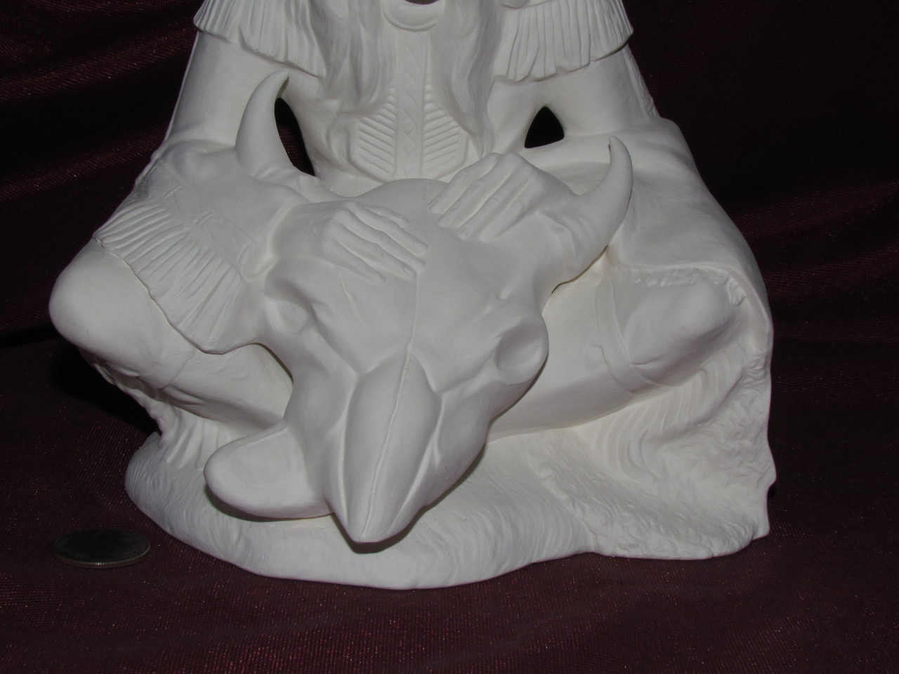 Ceramic Bisque Native American Medicine Man With Skull - Fat Cat Ceramics
