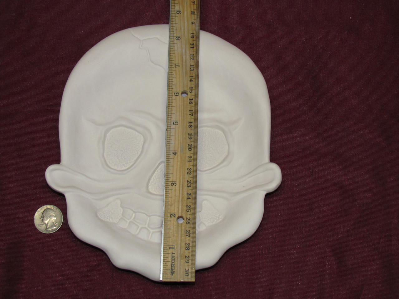 Ceramic Bisque U Paint Skull Plate - Fat Cat Ceramics