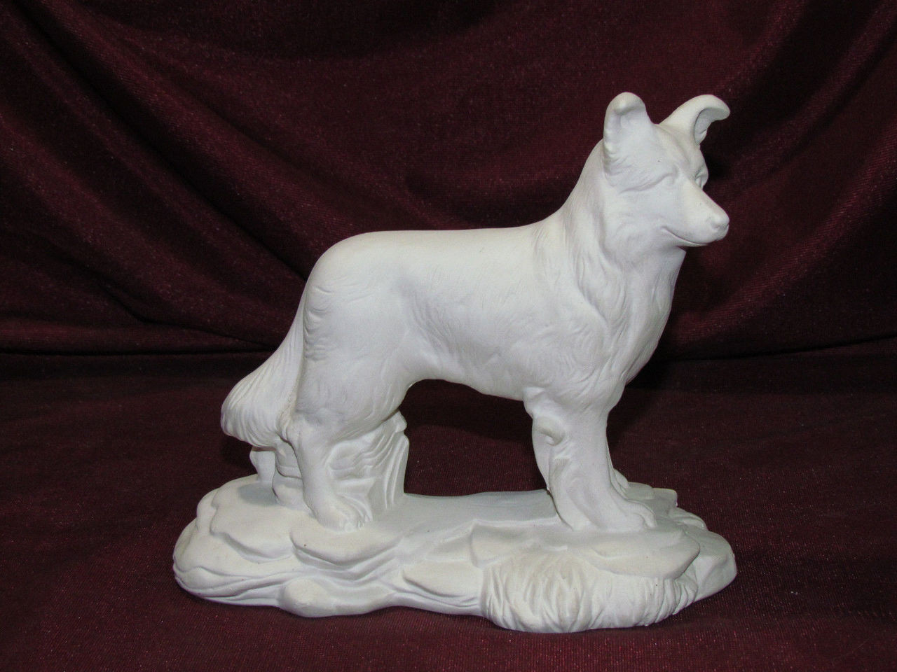 Ceramic Bisque U-Paint German Shepherd On A Rock Base Unpainted Ready ...