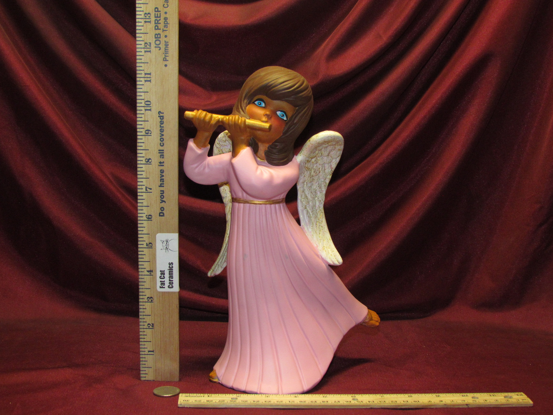 Angel Playing Flute ~ Pink & Gold ~ Hand Painted Bisque ~ Ready to ...