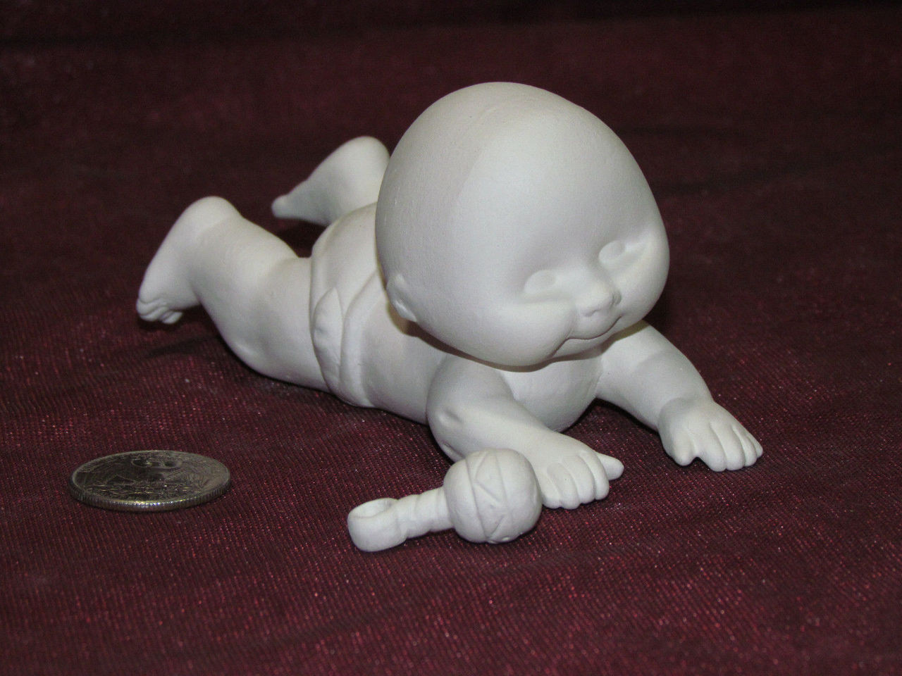Ceramic Bisque Large Gnome Lying On Belly pyop unpainted ready to paint ...