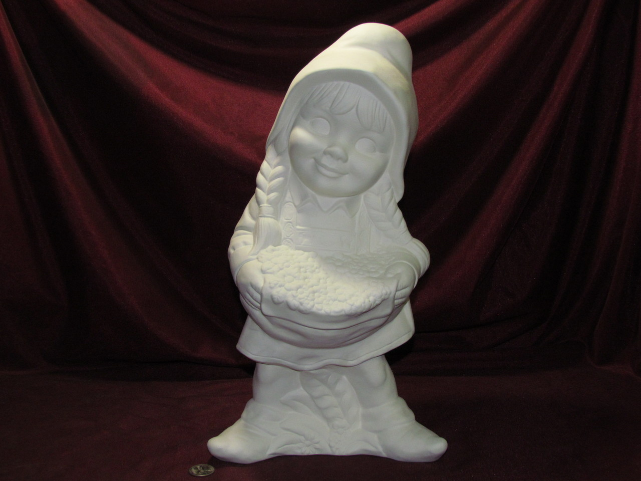 Ceramic Bisque Large Gnome With A Wheel Barrel pyop unpainted ready to ...