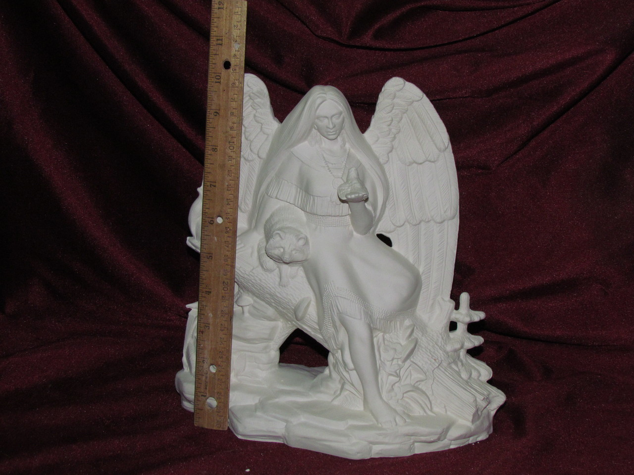 Ceramic Bisque Native American Angel With Woodland Critters - Fat Cat ...