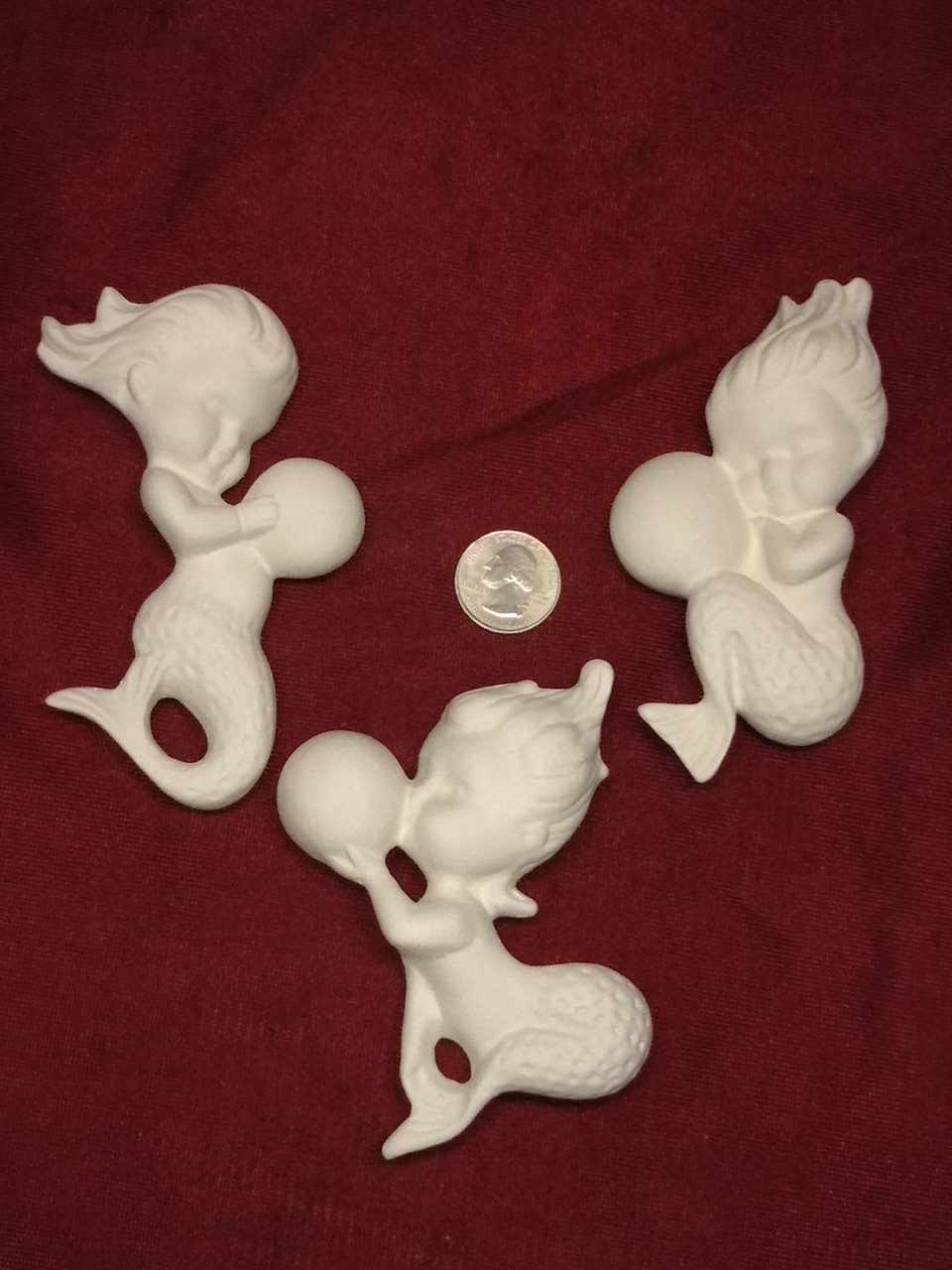 Ceramic Bisque Mermaid and Dolphin pyop unpainted ready to paint diy ...