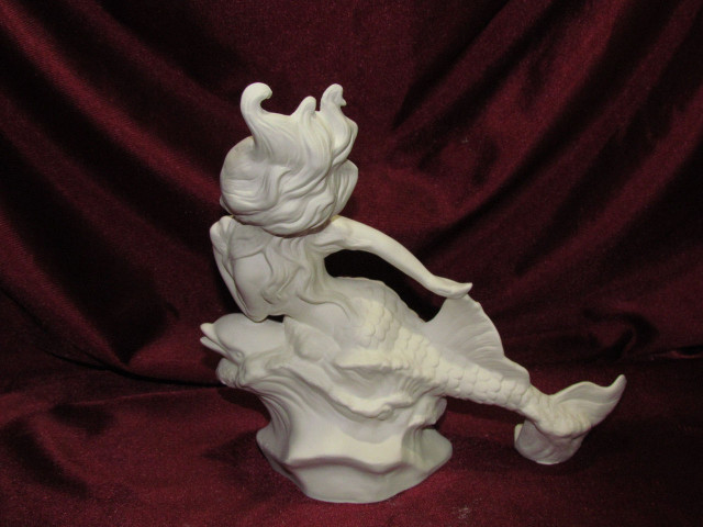 Ceramic Bisque Mermaid and Dolphin pyop unpainted ready to paint diy ...