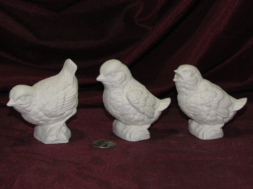 Ceramic Bisque 3 Baby Birds pyop unpainted ready to paint diy - Fat Cat ...
