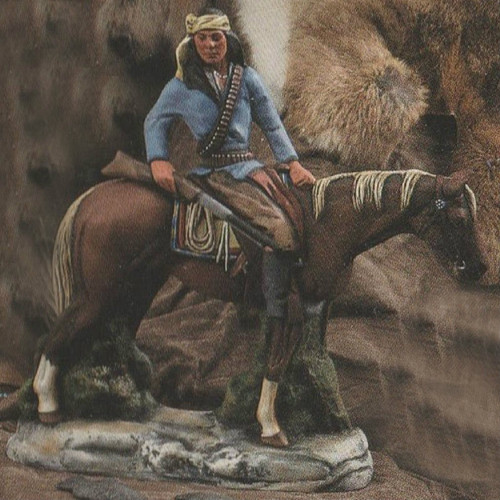 Ceramic Bisque Native American Apache On Horseback - Fat Cat Ceramics