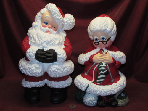 Large Mr & Mrs Santa Claus ~ Hand Painted Ceramic Bisque ~ Ready to ...