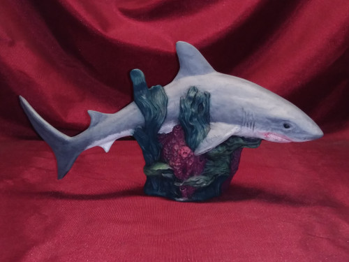 Realistic Shark On Reef Base ~ Hand Painted Bisque ~ Ready to Display ...