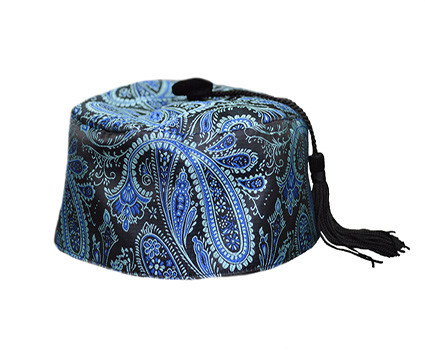 Teal/Black Paisley Smoking Cap | Smoking Caps, Fez Hat