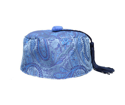 Teal/Black Paisley Smoking Cap | Smoking Caps, Fez Hat