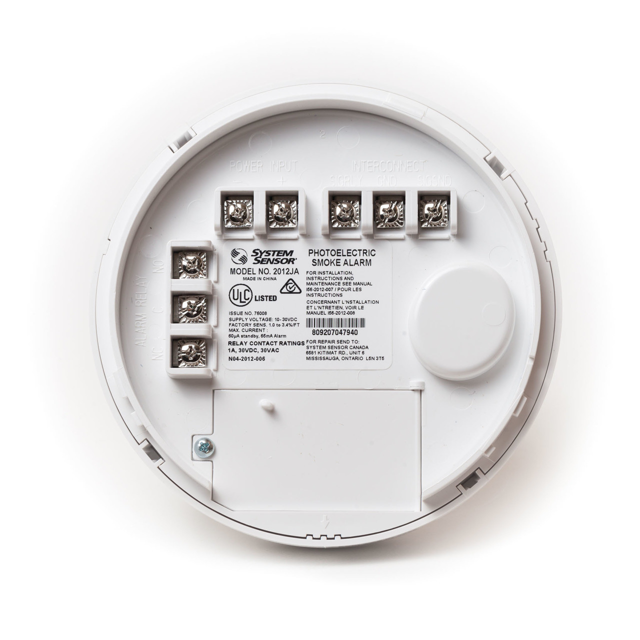 System Sensor 2012JA Photoelectric Smoke Alarm with Integral Relay and ...