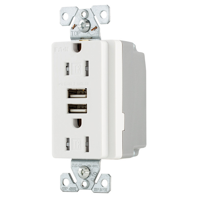 Eaton USB Charger 20A 125V GFCI With Duplex Receptacle - TremTech ...