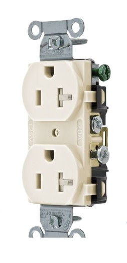 Hubbell 2-Pole 3-Wire 20A-125V Duplex Receptacle (Light Almond)