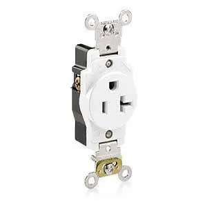 Leviton 2-Pole 3-Wire 20A-125V Single Receptacle (White)