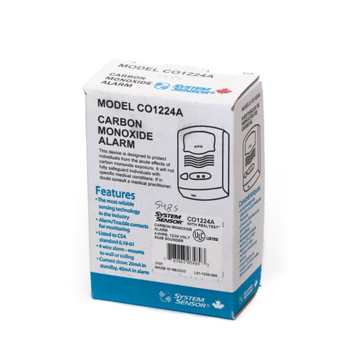 System Sensor CO1224A Carbon Monoxide Alarm - TremTech Electrical Systems