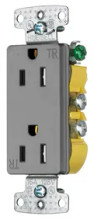 Hubbell Tamper Resistant 15A-125V Duplex Receptacle (Gray)