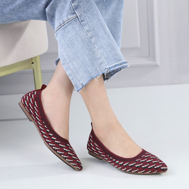 Alma Red Knit Flats - Kagui