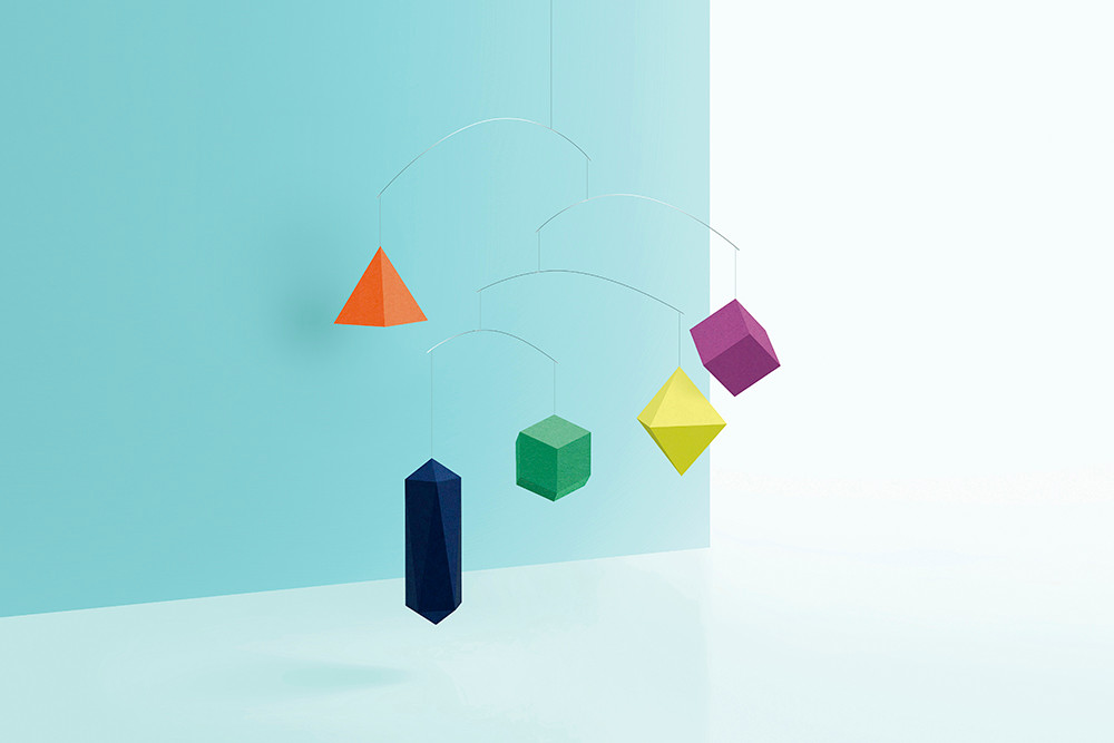 Black Polygon Mobile - Hanging Mobile Gallery