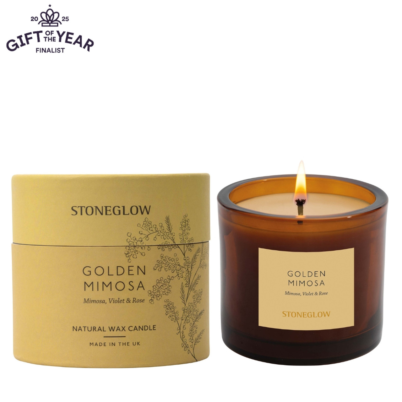 The Walled Garden Golden Mimosa Mimosa Violet Rose Scented Natural Wax Candle Tumbler 79 x 89mm