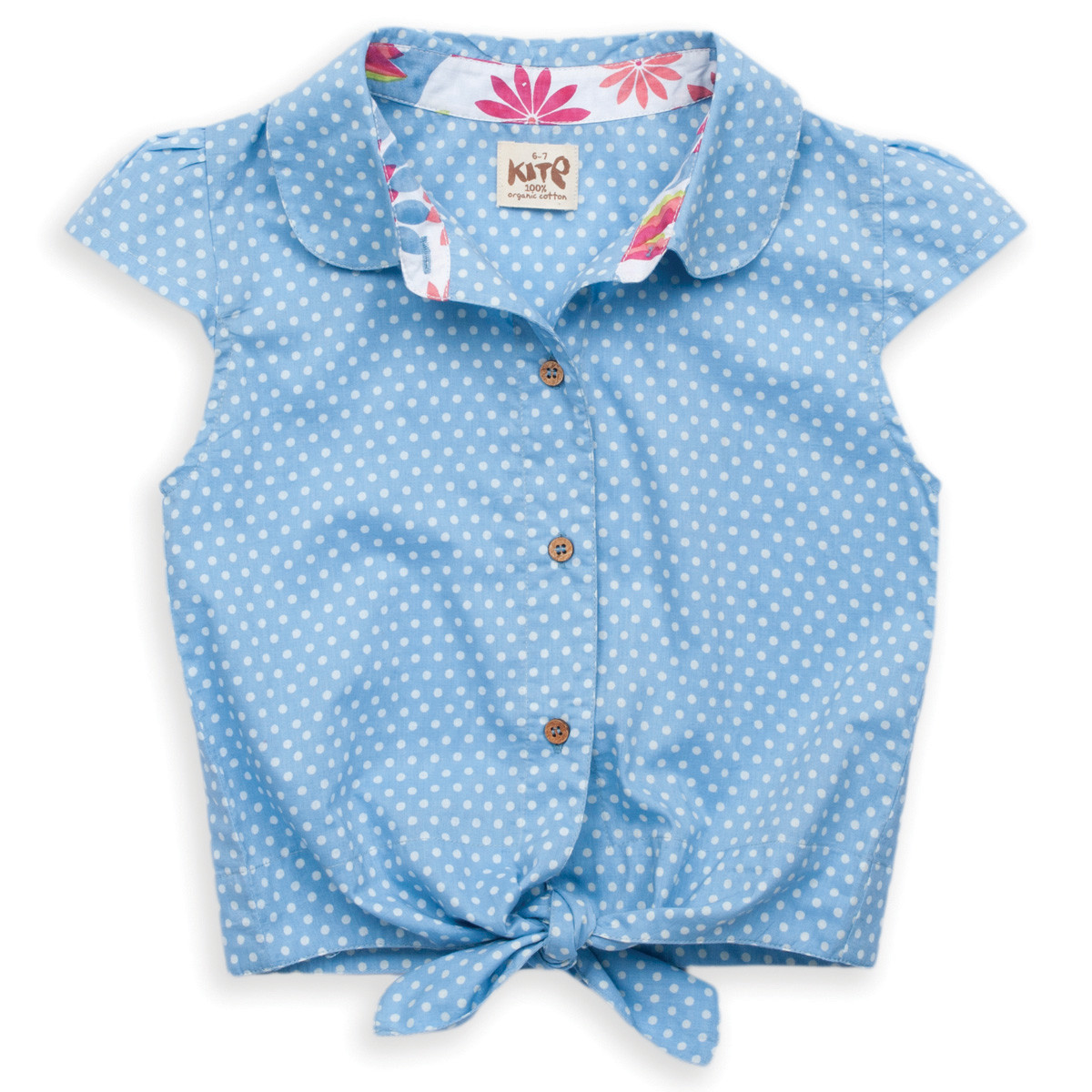 Organic Cotton Girl's Tie Front Spotty Blouse - Fair Trade - Solne Eco ...