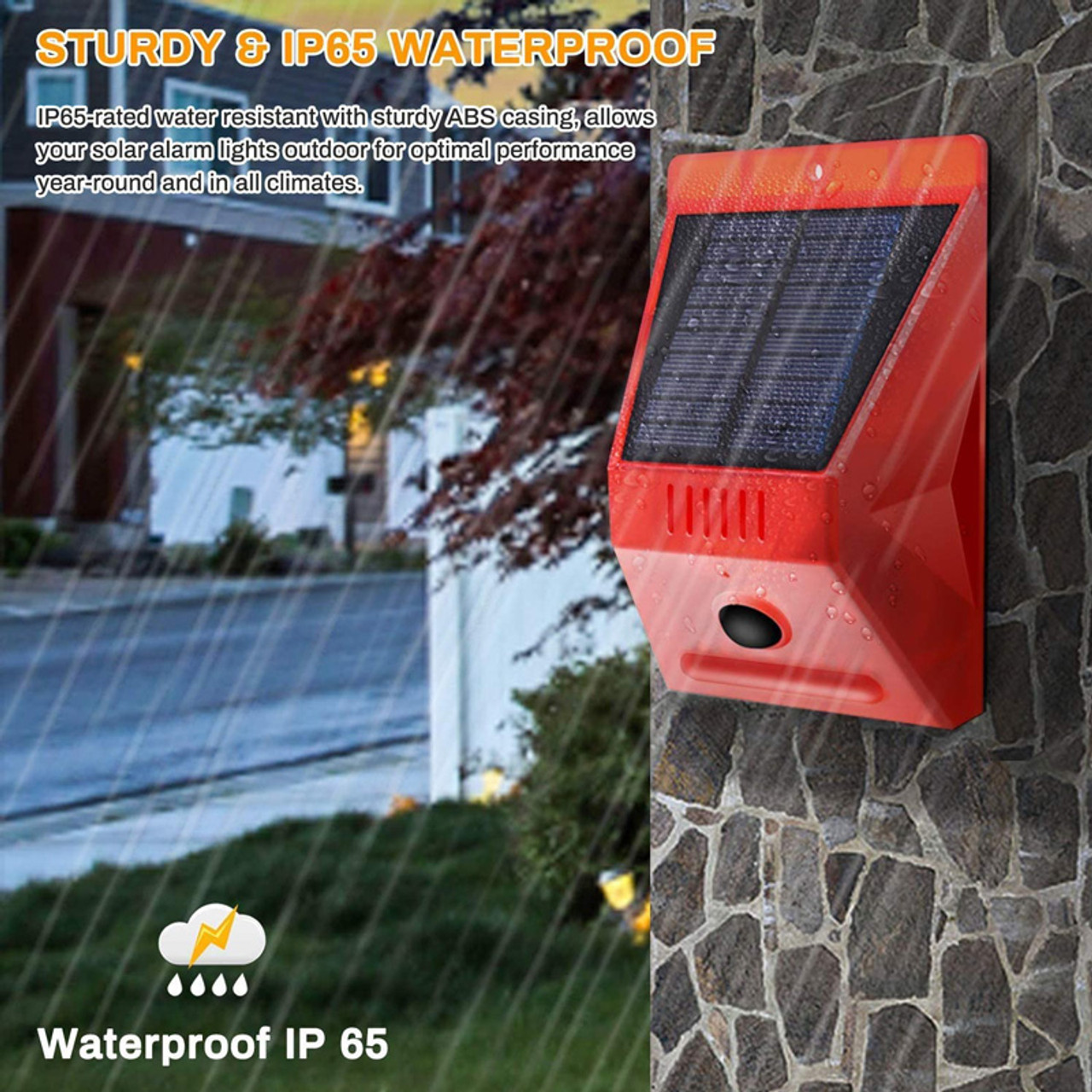 Solar LED Alarm Security Light With Motion Detector And Remote Control, 129DB Sounding Siren ...
