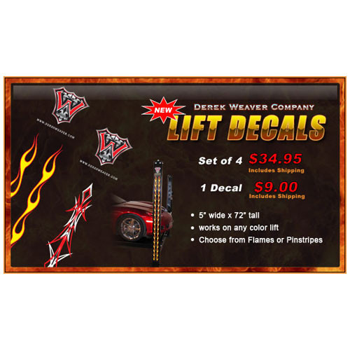 Car Lift Decals Flame or Pinstripe Decal Derek Weaver Co., Inc.