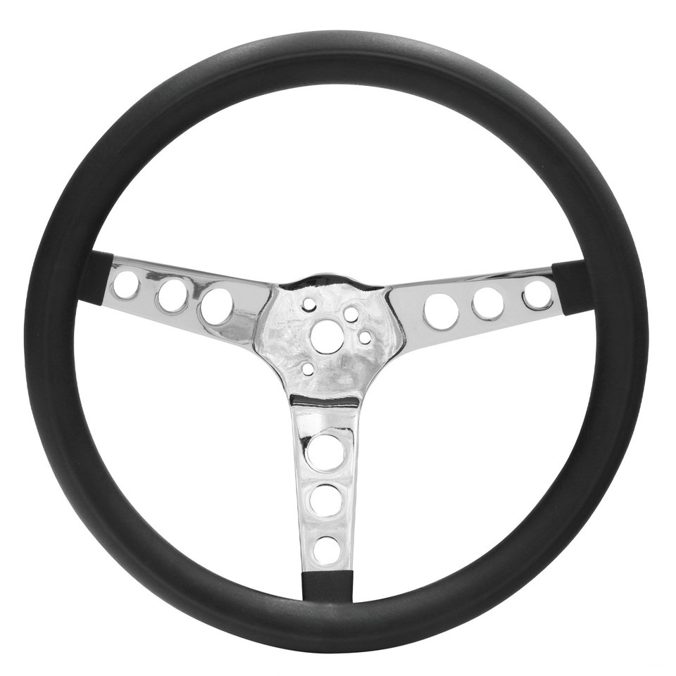 C13-79-4120 - EMPI - POLY FOAM CHROME STEERING WHEEL - 3 SPOKE - 13.5 ...