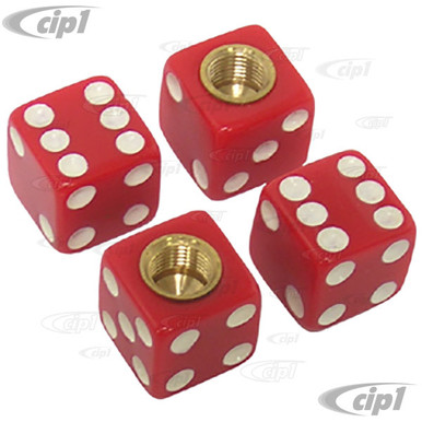 C11-70005 - RED DICE VALVE STEM CAPS - SOLD SET OF 4