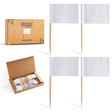 6.5cm White Flag Cocktail Picks | Eco-Friendly Food Labels
