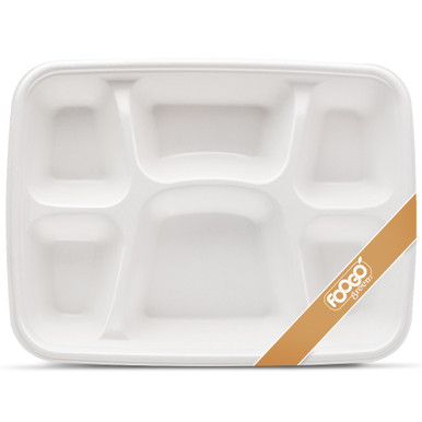 Large 6 Section, Deep Sugarcane Plates | Compostable Catering Trays