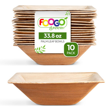 8” Square Palm Leaf Serving Bowls (1000ml) | Eco-Friendly Large Bowls