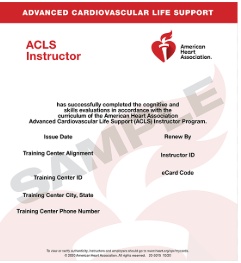 AHA ACLS Instructor E-Card