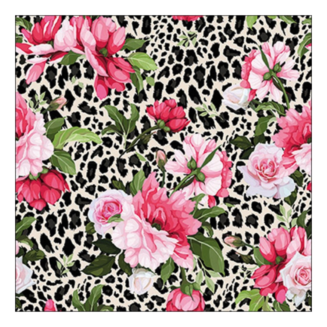 Serviette - Roses on Leopard Print (33x33cm) - lifestyle @ BALI TRADING