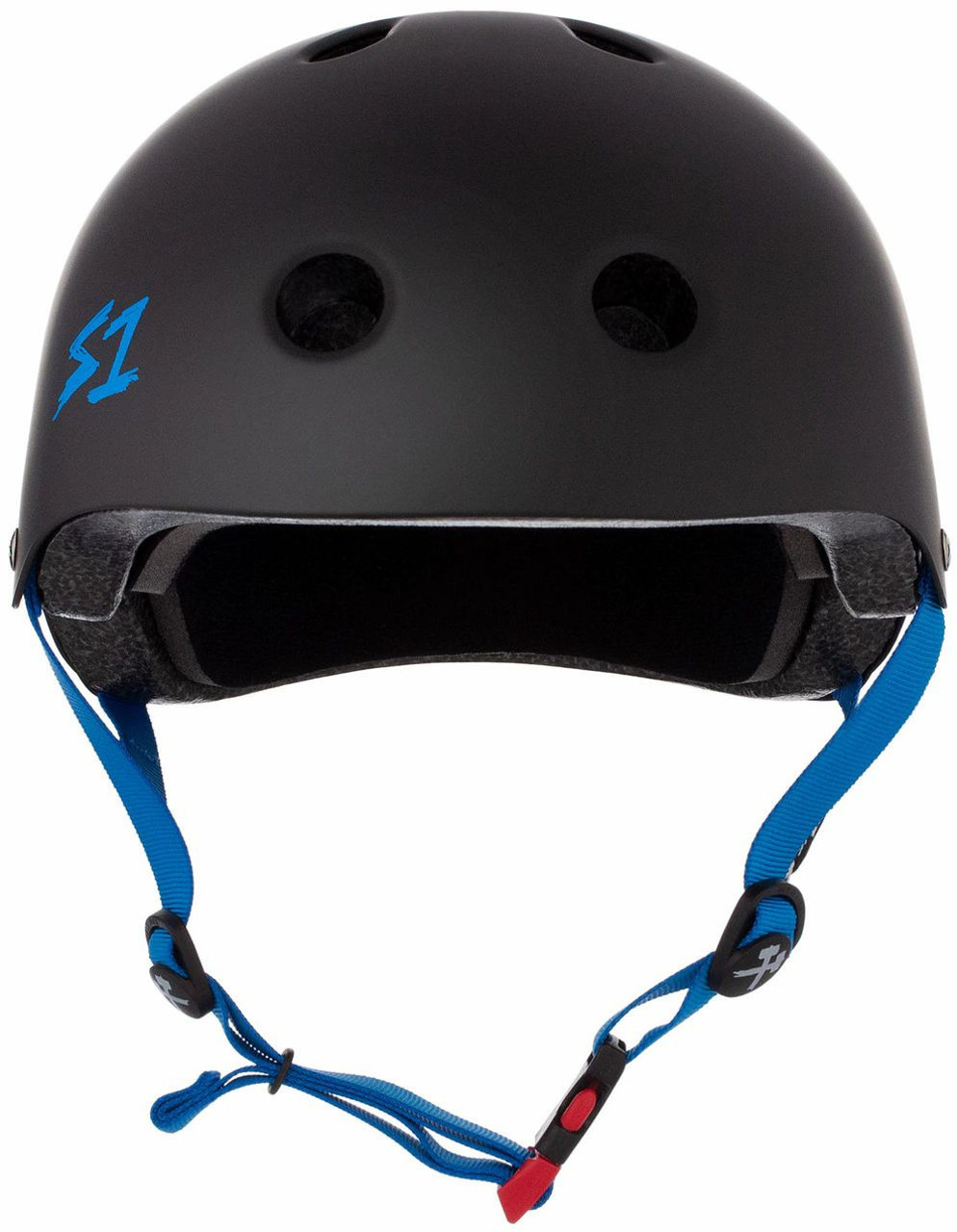 S1 Mini Lifer Helmet - Black Matte w/ Cyan Straps