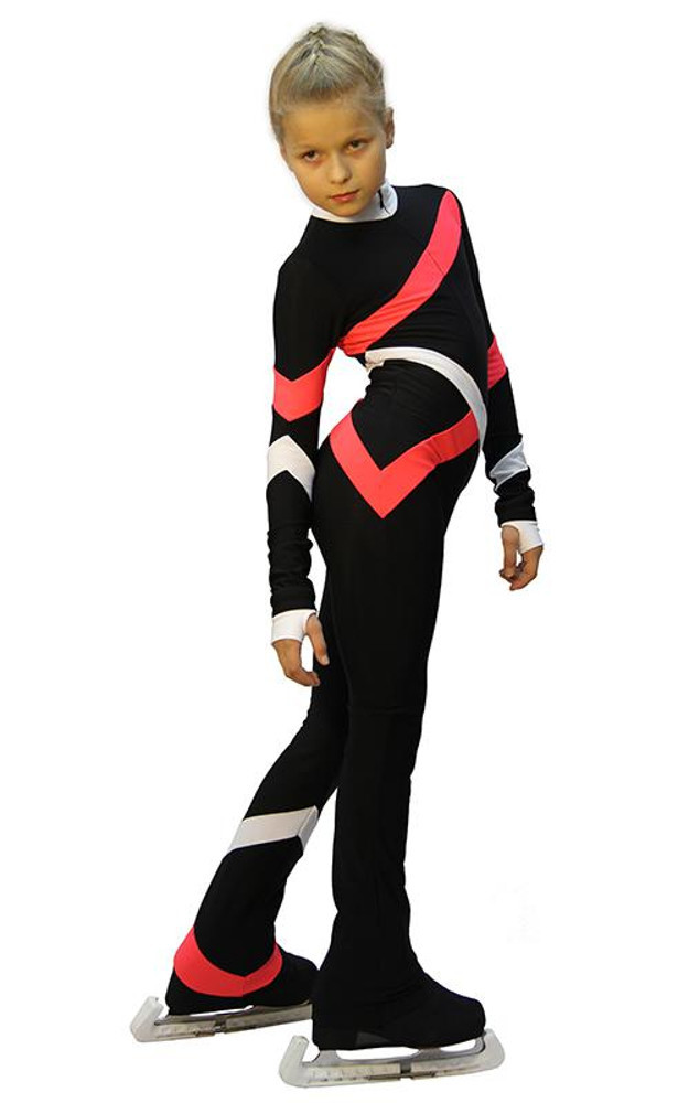 IceDress - Figure Skating Training Overalls - Quad (Black, Coral and White)