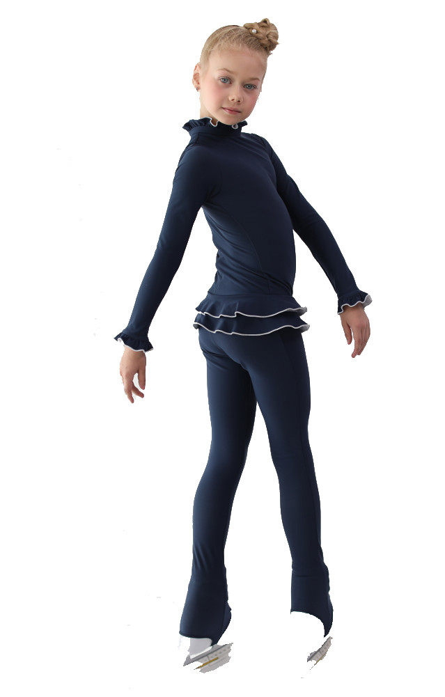 IceDress Figure Skating Outfit - Thermal - Minx (Dark Grey Blue with White)