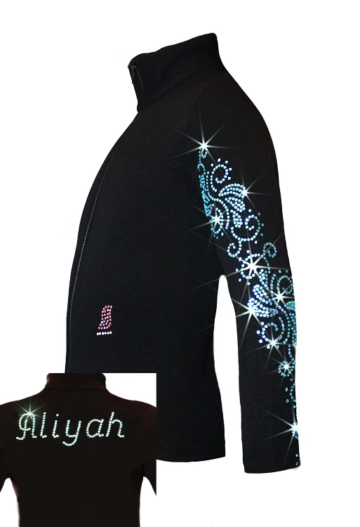 Personalized Ice Skating Jacket Aqua Swirls design