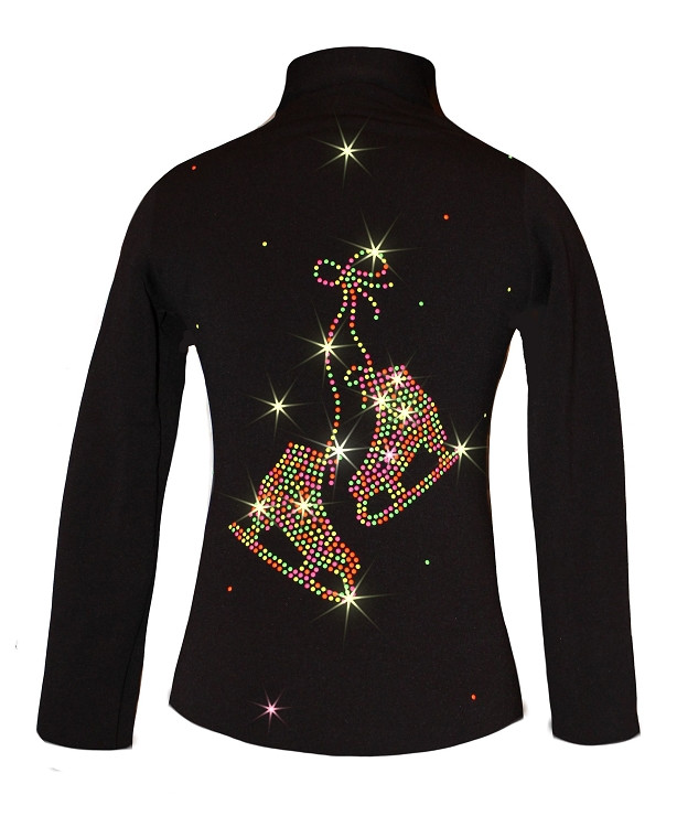 Ice Skating Jacket with Neon Rhinestuds "Pair of skates" applique
