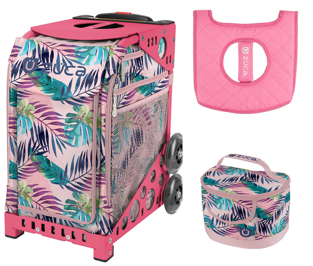 Zuca Sport Bag - Pink Oasis with Gift Lunchbox and Seat Cover (Pink Frame)