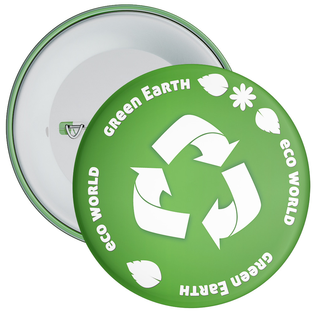 Pack of 20 School Green Earth Eco Badge - Green - The Badge Centre
