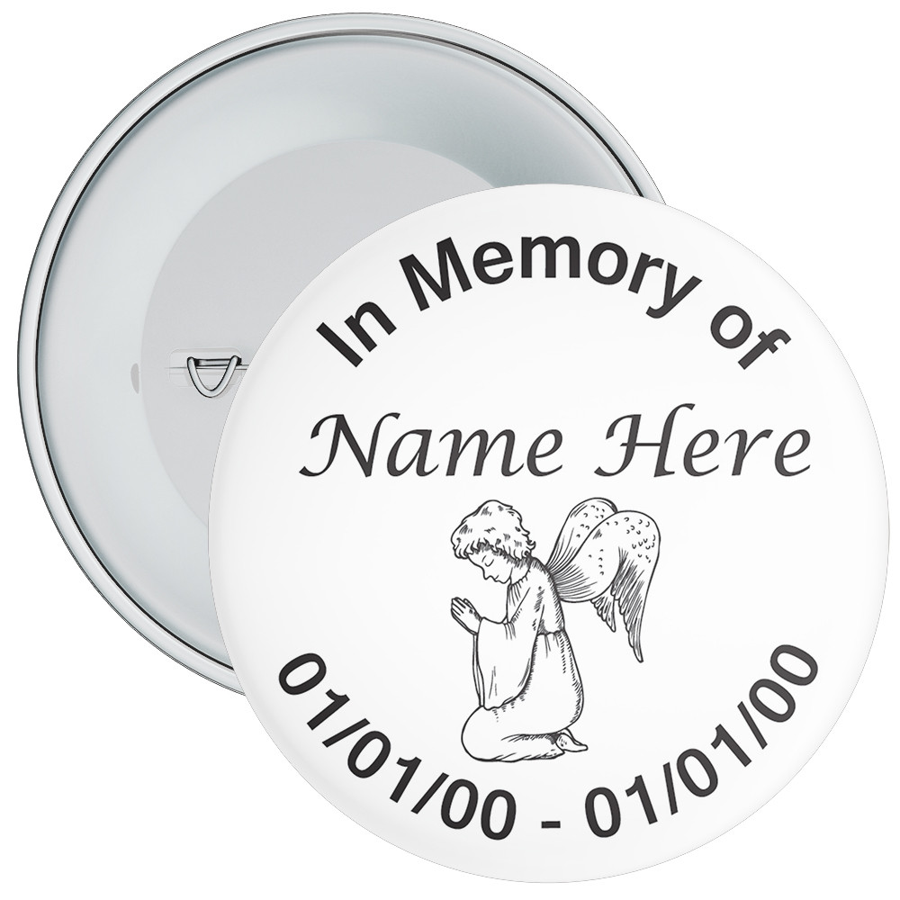 White In Memory Badge with Custom Name & Dates - The Badge Centre