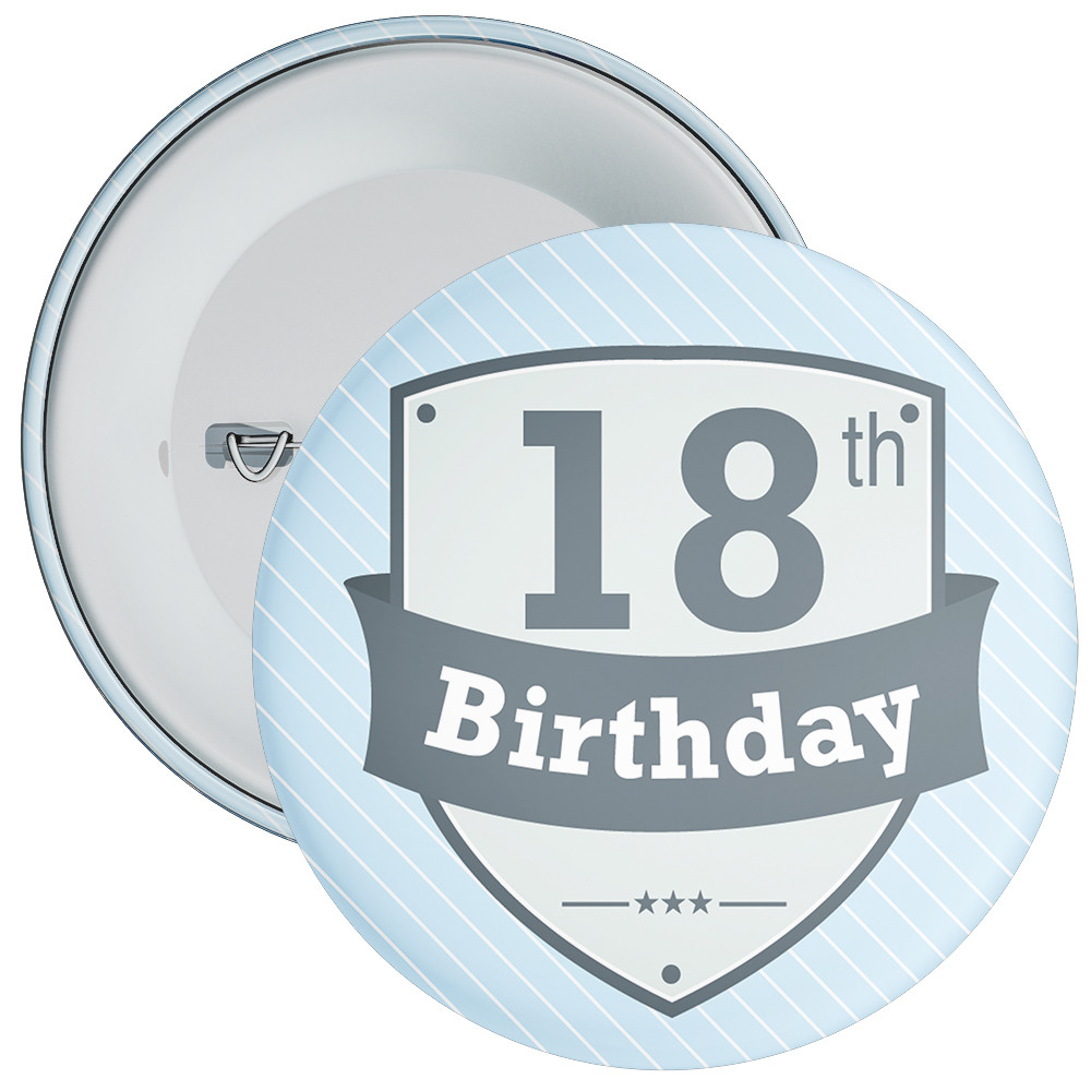 Vintage Retro 18th Birthday Badge - Age 18 Badge - Boy - Blue - The ...