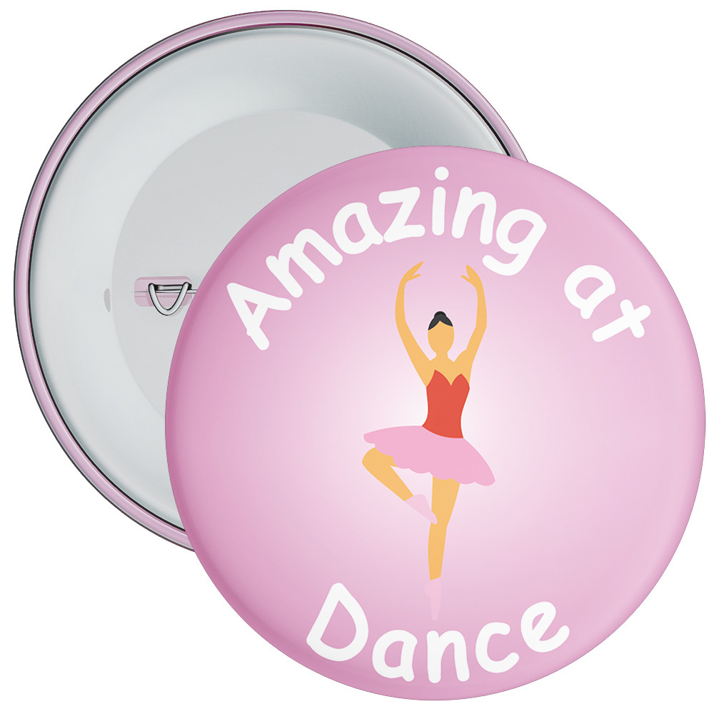 Pack of 20 School Amazing At Dance Badge Pink - The Badge Centre