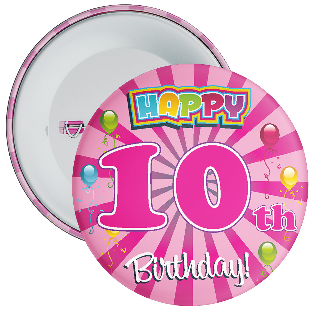 Pink Rays 10th Birthday Badge - The Badge Centre