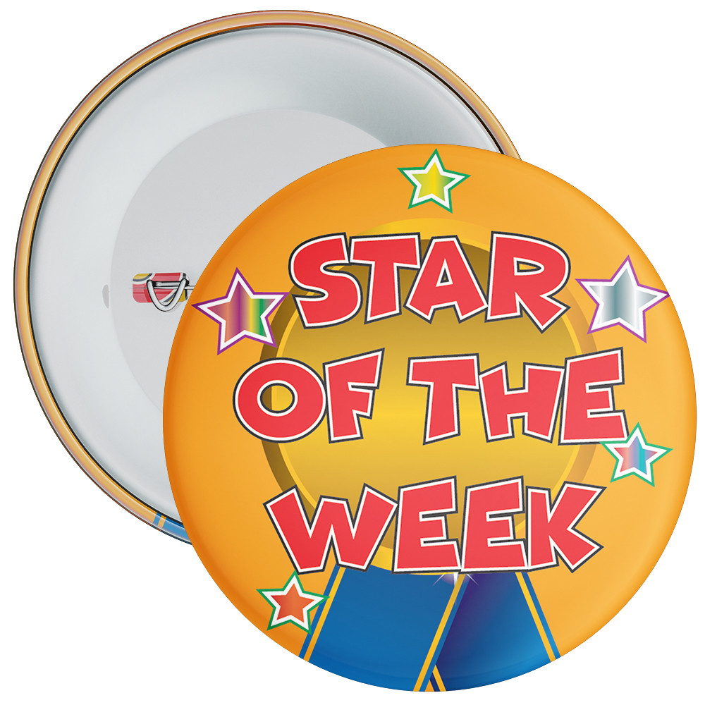 Pack of 20 School Orange Star of The Week Badge - The Badge Centre